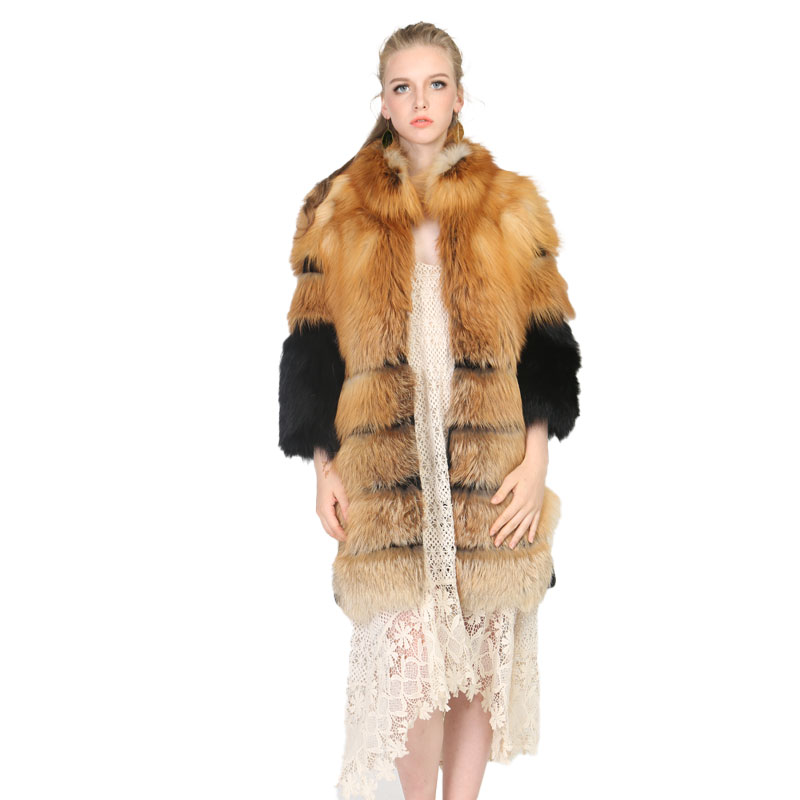High-End Real Red Fox Fur Coat – Natural Gradient Luxury - JSFUR A ...